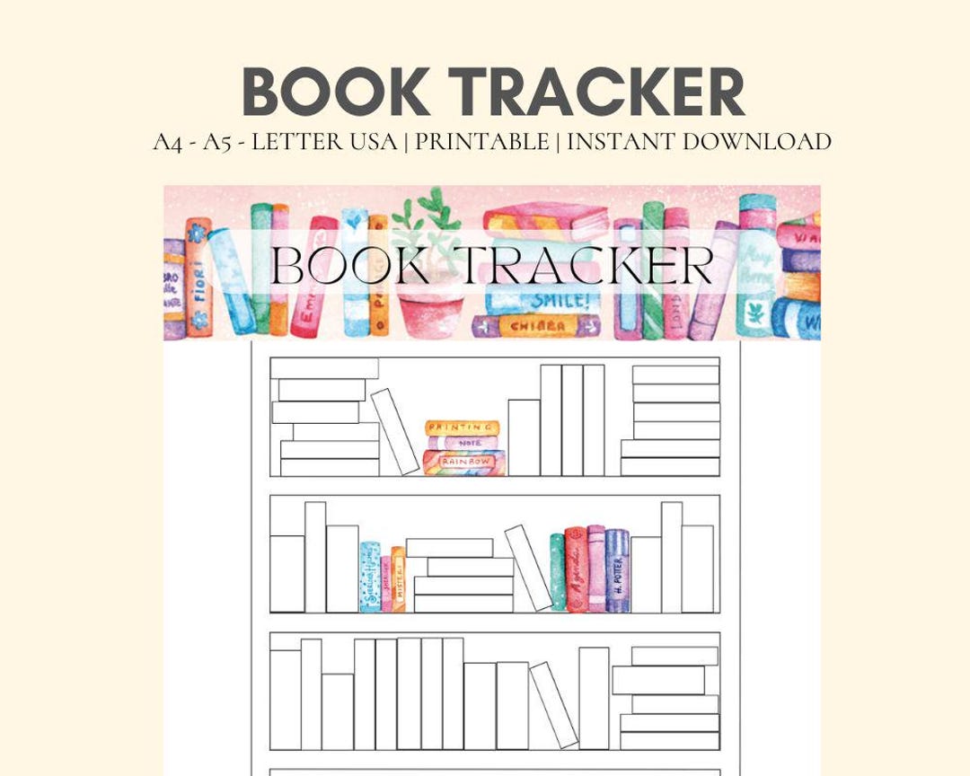 Book Shelf Tracker, Book Tracker, Printable Book Tracker Customizable Reading Journal, Book ...