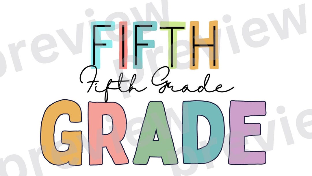 Fifth 5th Grade Graphic Logo Png - Etsy