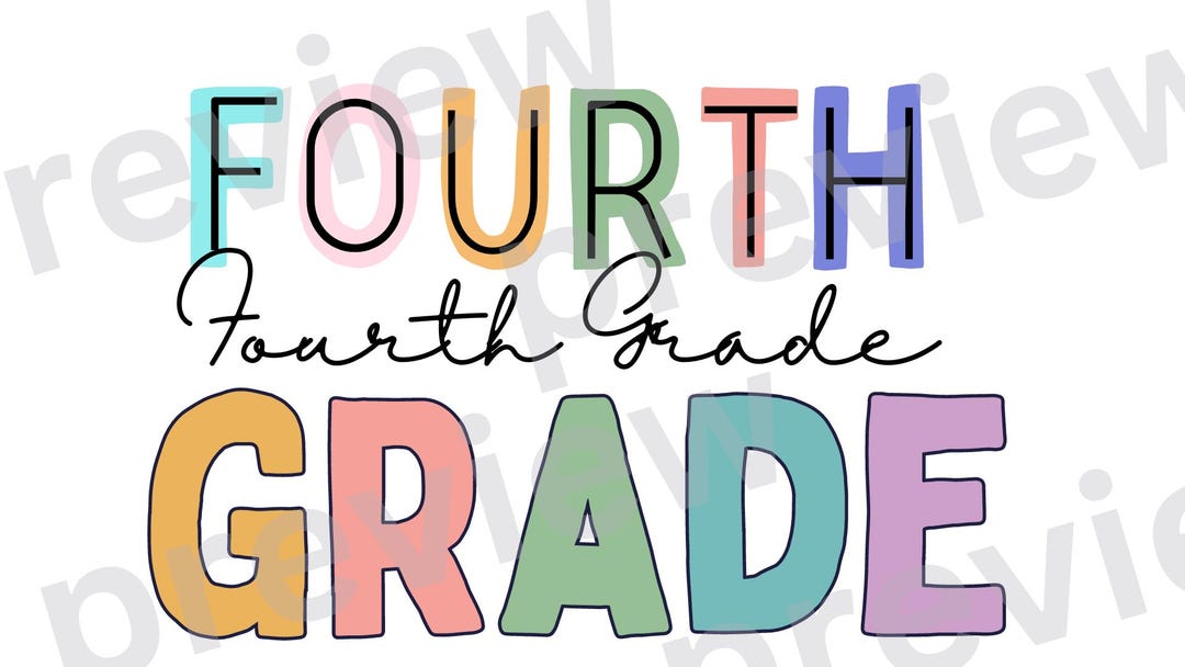 Fourth 4th Grade Graphic, Png, Logo - Etsy