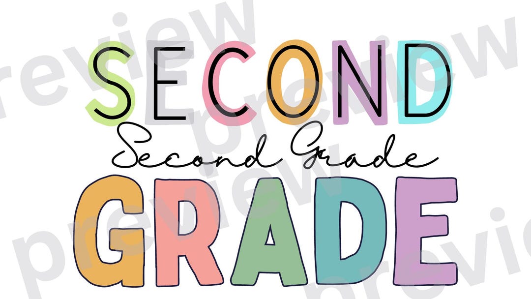 Second 2nd Grade Graphic, Png, Cricut, Colorful - Etsy