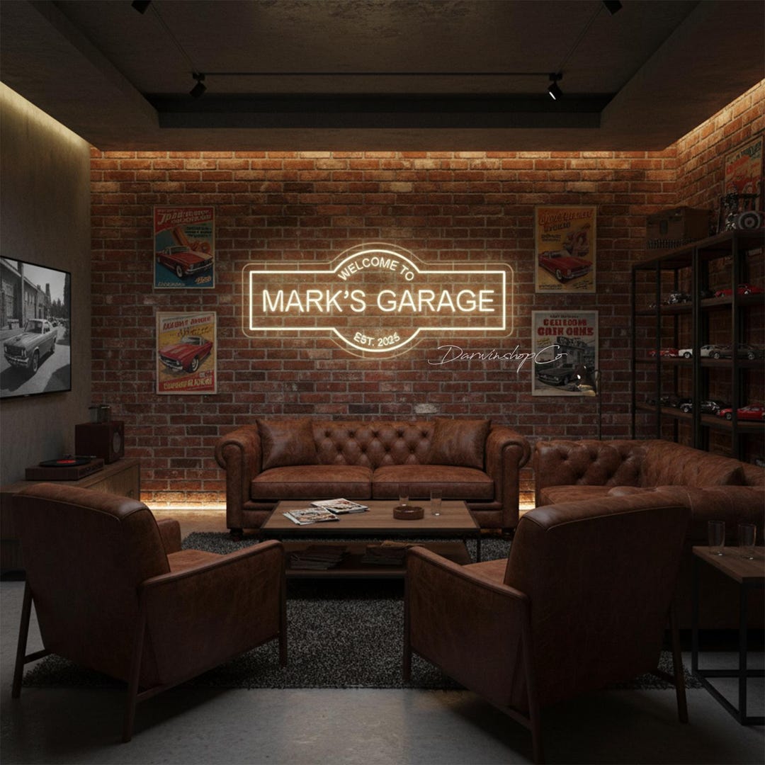 Personalised Garage LED Neon Sign,man Cave Decor,car Tool Shop Wall ...
