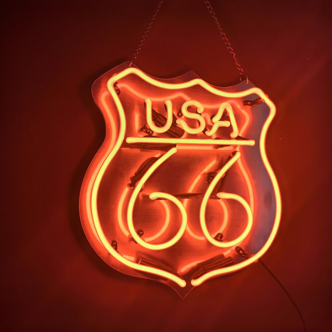 Route 66 Neon Sign, Route 66, Hand Blown Glass Neon Sign, Custom Neon ...