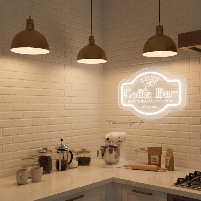 Custom Coffee Bar Sign for Kitchen,custom Coffee Decor,carved Neon Sign ...