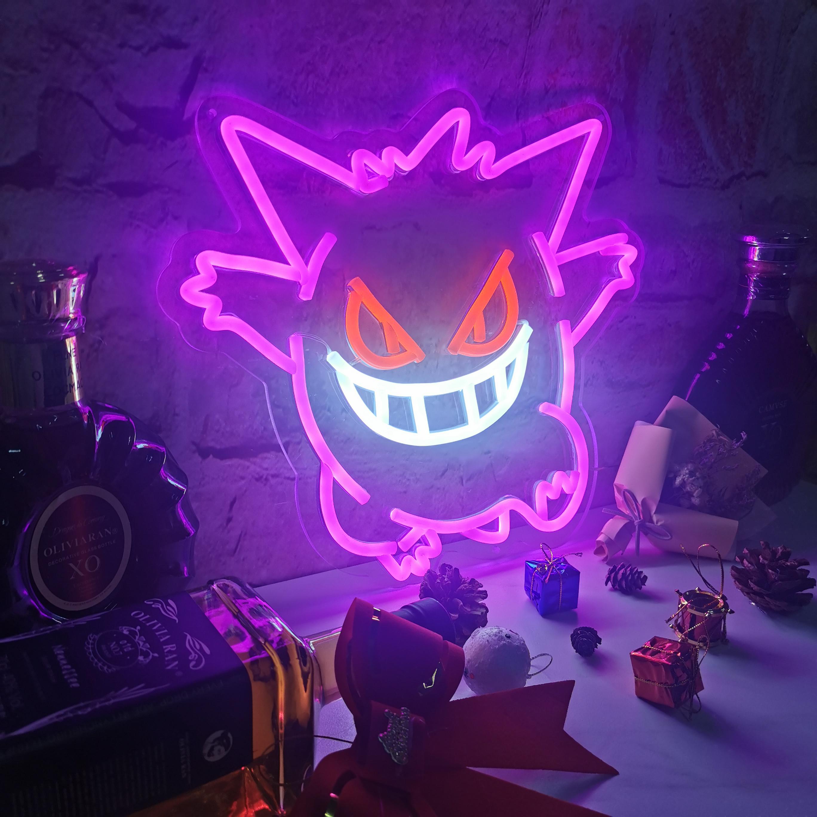 Anime Neon Sign Gengar Monster Inspired Neon LED Bedroom Sign Neon Game ...