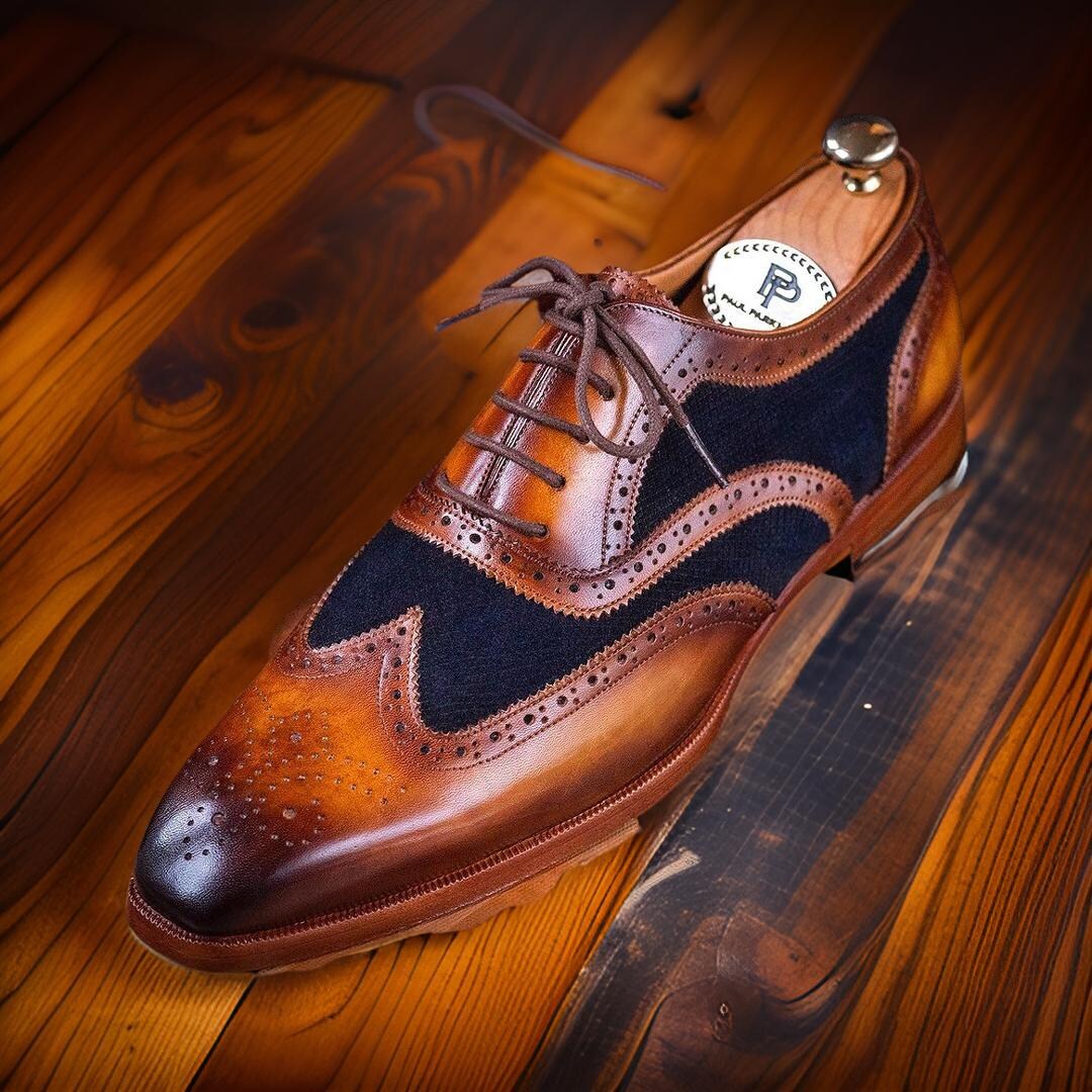Custom Handmade Two Tone Leather Lace up Designer Shoes Men, Leather ...