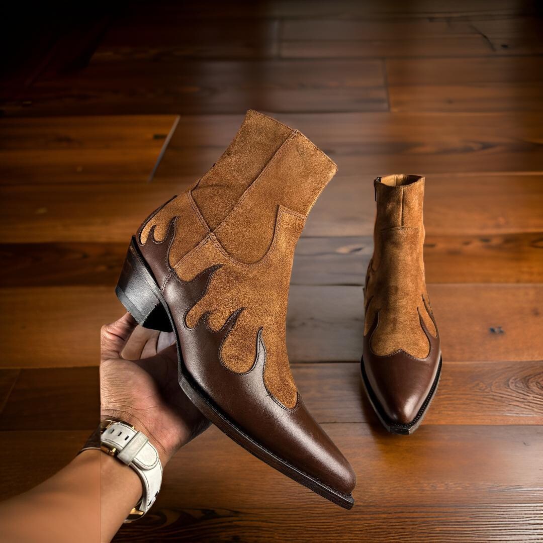 Men's Customize Handmade Leather Chelsea Ankle High Boots, Leather Sole ...