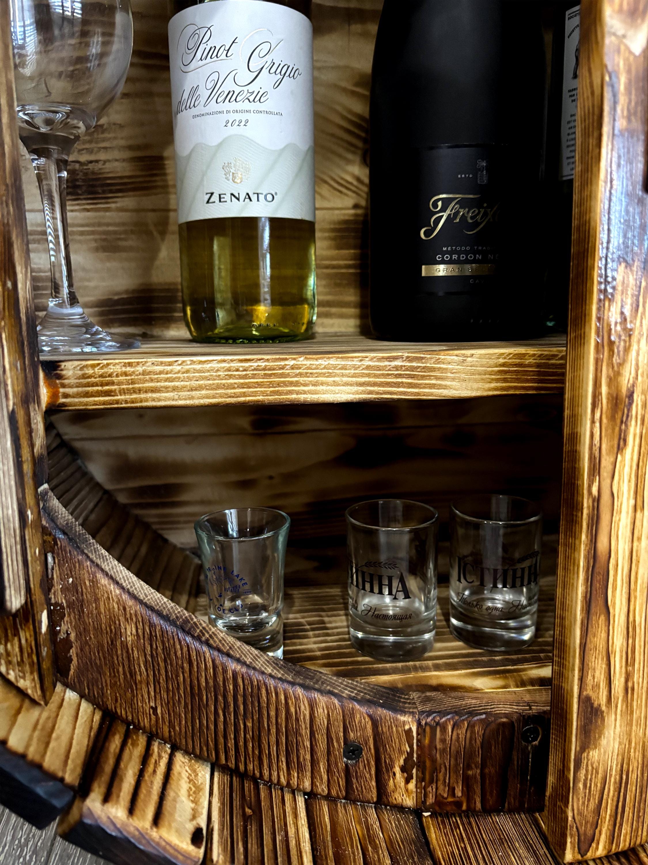 Hand-made Wine Whiskey Barrel Liquor Cabinet | Wall Display Bar Shelf ...