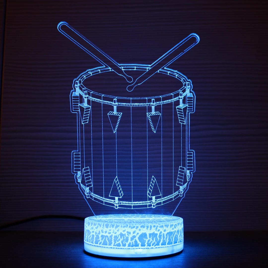 Drummer Gift Snare Drum Music Instrument 3D Night Lamp Drum 3D Night ...