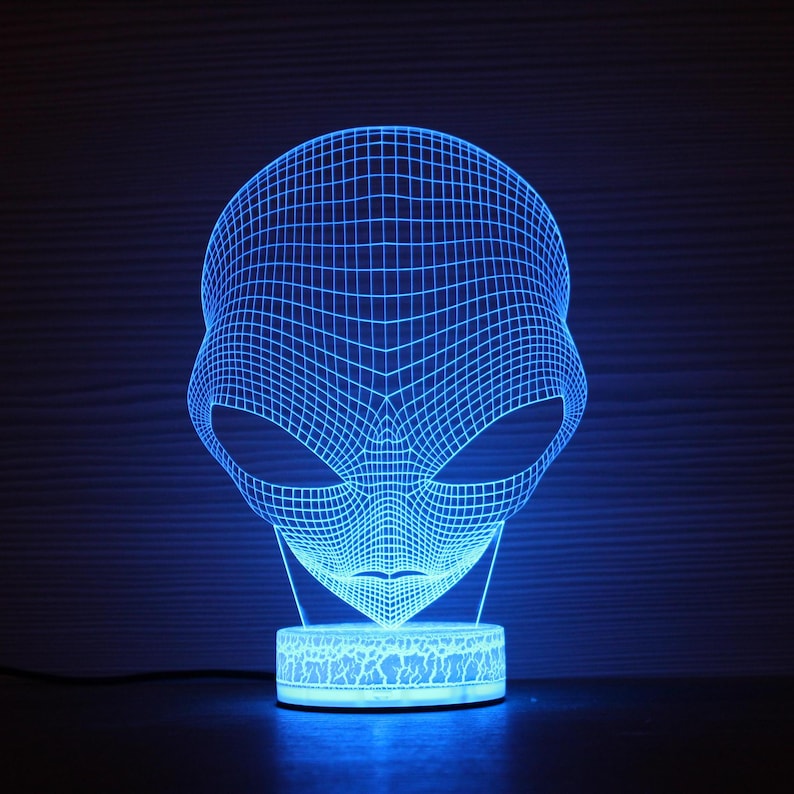 Alien Head 3D Night Lamp 3D Night Light Children Light 3D Illusion LED ...