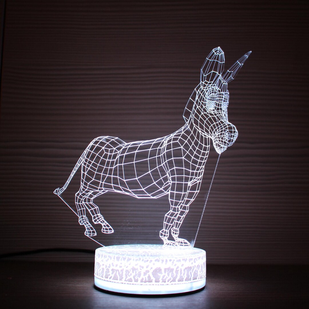 Donkey Gift Donkey Costume Donkey Tail Shrek 3D Night Lamp Night Light ...