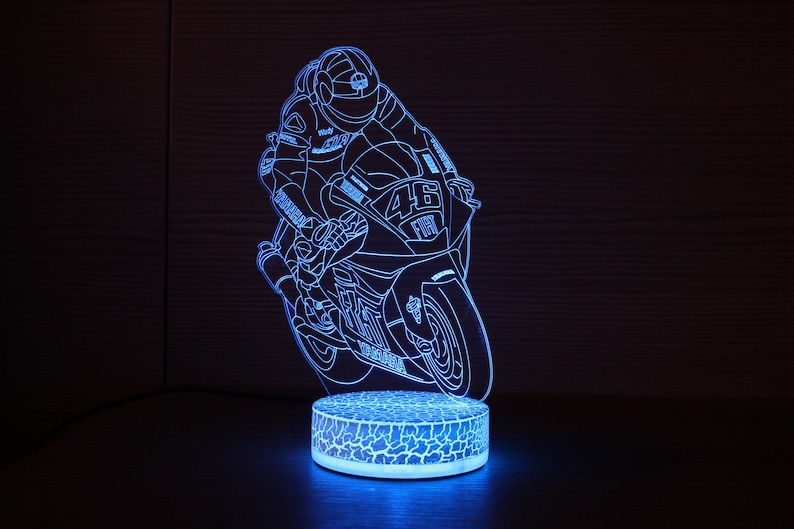Valentino Rossi Biker Track Motorcycle Rossi Custom Light 3D Night Lamp 3D Night Light Children ...
