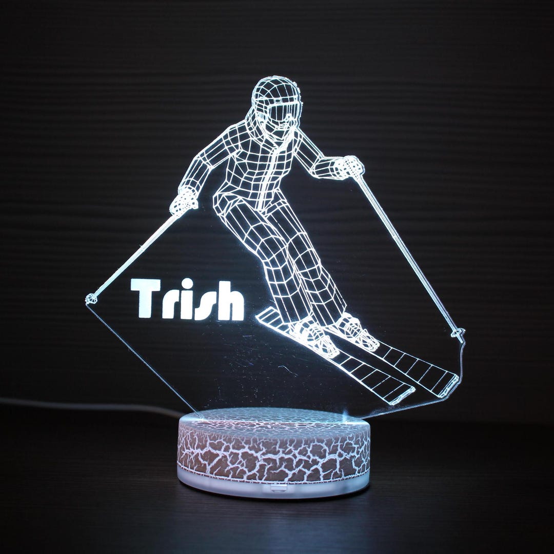 Gift for Skier Skiing Gifts Personalized Ski Led Skiing Lamp 3D Night ...