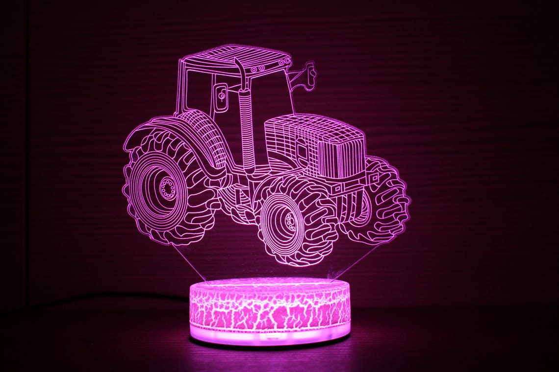 Farm Tractor Toy Gift for Kids Tractor Table Lamp Birthday Lights 3D ...