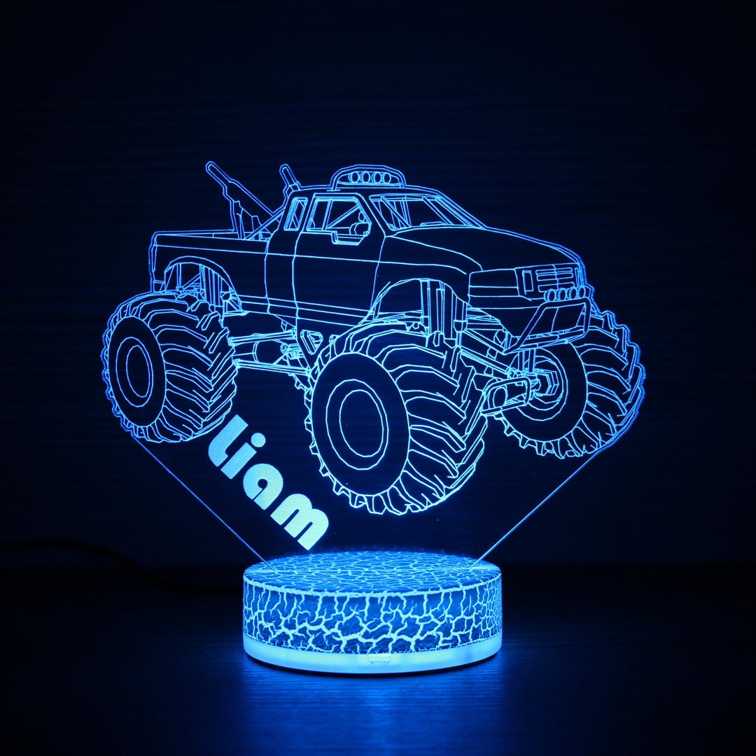 Monster Truck Gift Custom Night Light Car Lovers Kids Bedroom Decor 3D ...
