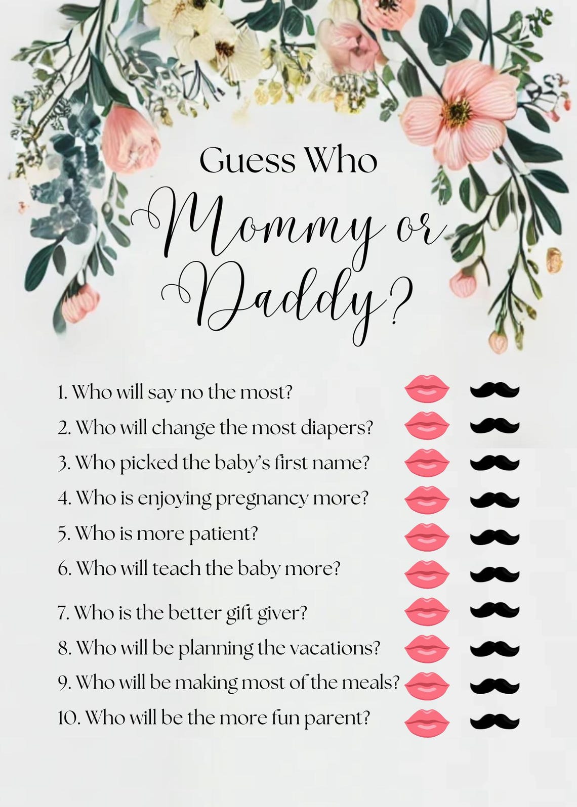 Baby Shower Guess Who Game, Baby Game, Baby Shower Game, Baby Shower ...