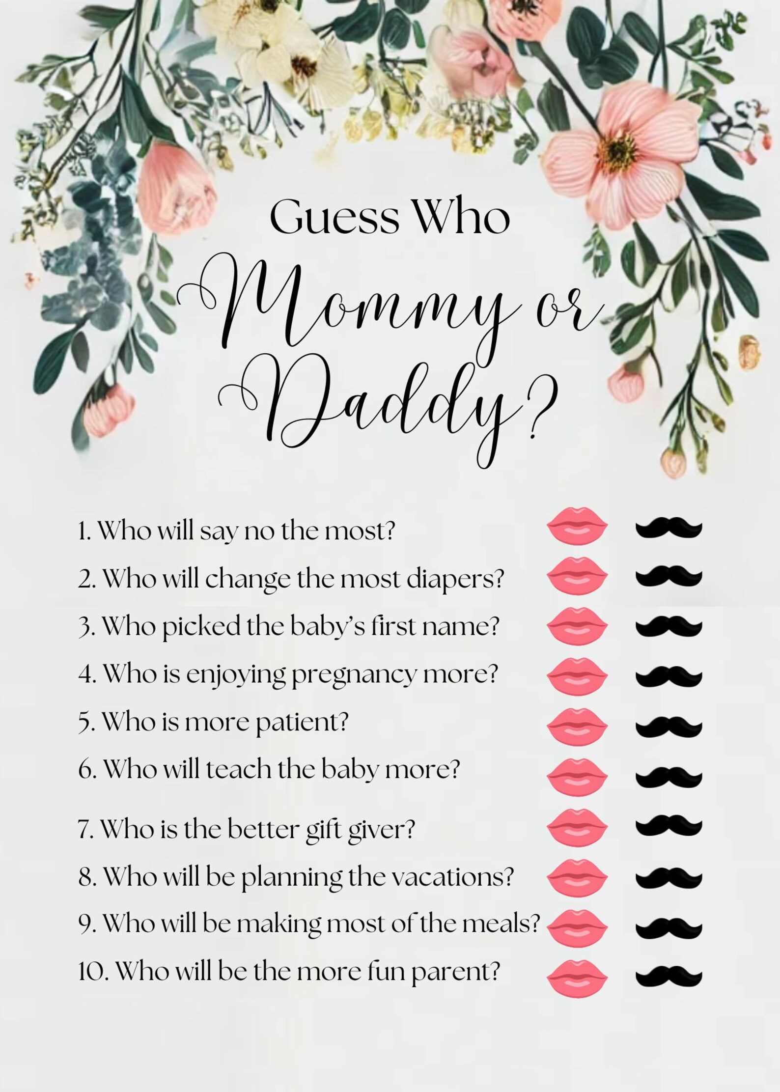 Baby Shower Guess Who Game, Baby Game, Baby Shower Game, Baby Shower ...