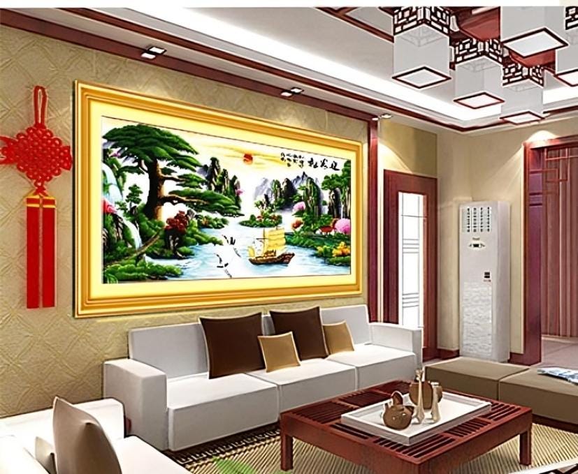 Chinese Cross Stitch Finished Completed Wall Art Welcoming Pine 迎客松 ...