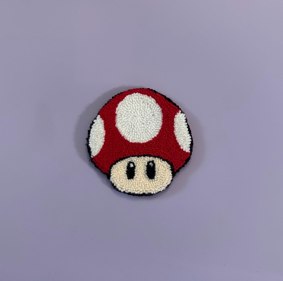 Red Toad Punch Needle Coaster, Mario Mushroom Coaster, Punch Needle ...