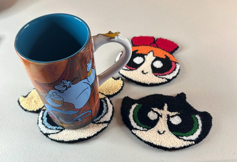 Green Toad Punch Needle Coaster, Mario Mushroom Coaster, Punch Needle ...