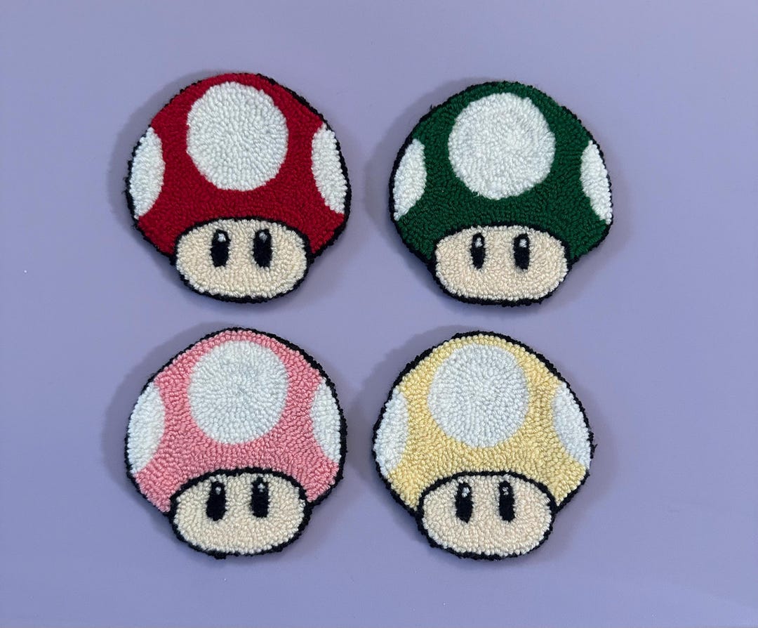 Green Toad Punch Needle Coaster, Mario Mushroom Coaster, Punch Needle ...