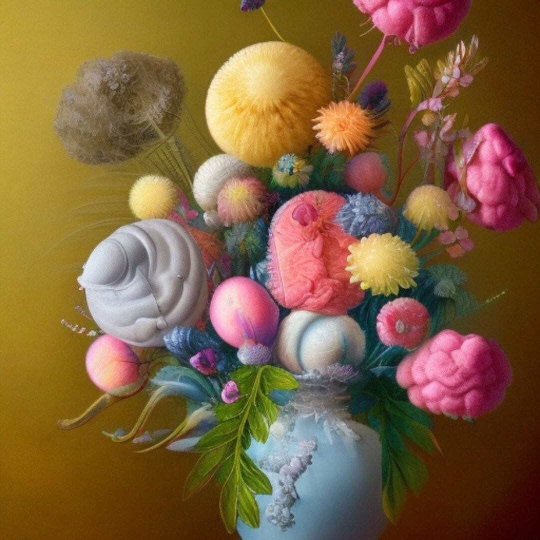 Tardigrade Holidays and Blobfish Still Life Flower Bouquet Art 5x7 ...