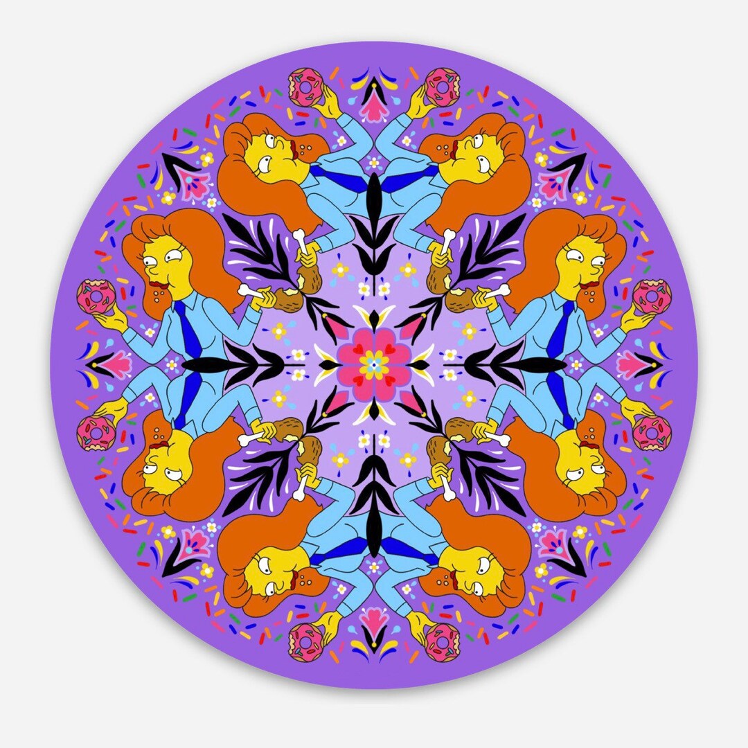 Mindy With Donut the Simpsons Mandala Sticker 3 Waterproof - Etsy