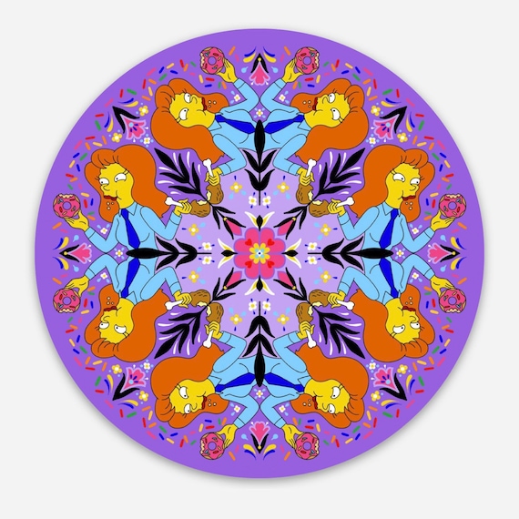 Mindy With Donut the Simpsons Mandala Sticker 3 Waterproof - Etsy