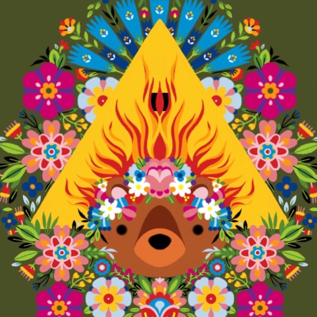 MIDSOMMAR Burning Bear Scandi Folk Art Original 5x7 Digital Print - Etsy