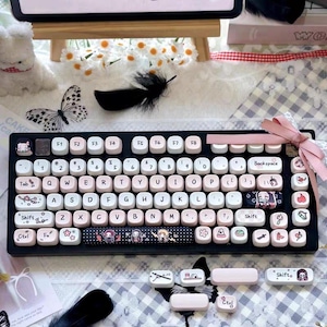 Nezuko Sakura Spring Keycap Set | 95 Keys | PBT Molded for Cherry MX ...