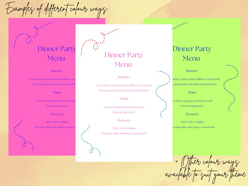 Celebration Food Menu, Menu Template, Editable Menu, Party Menu, Modern ...