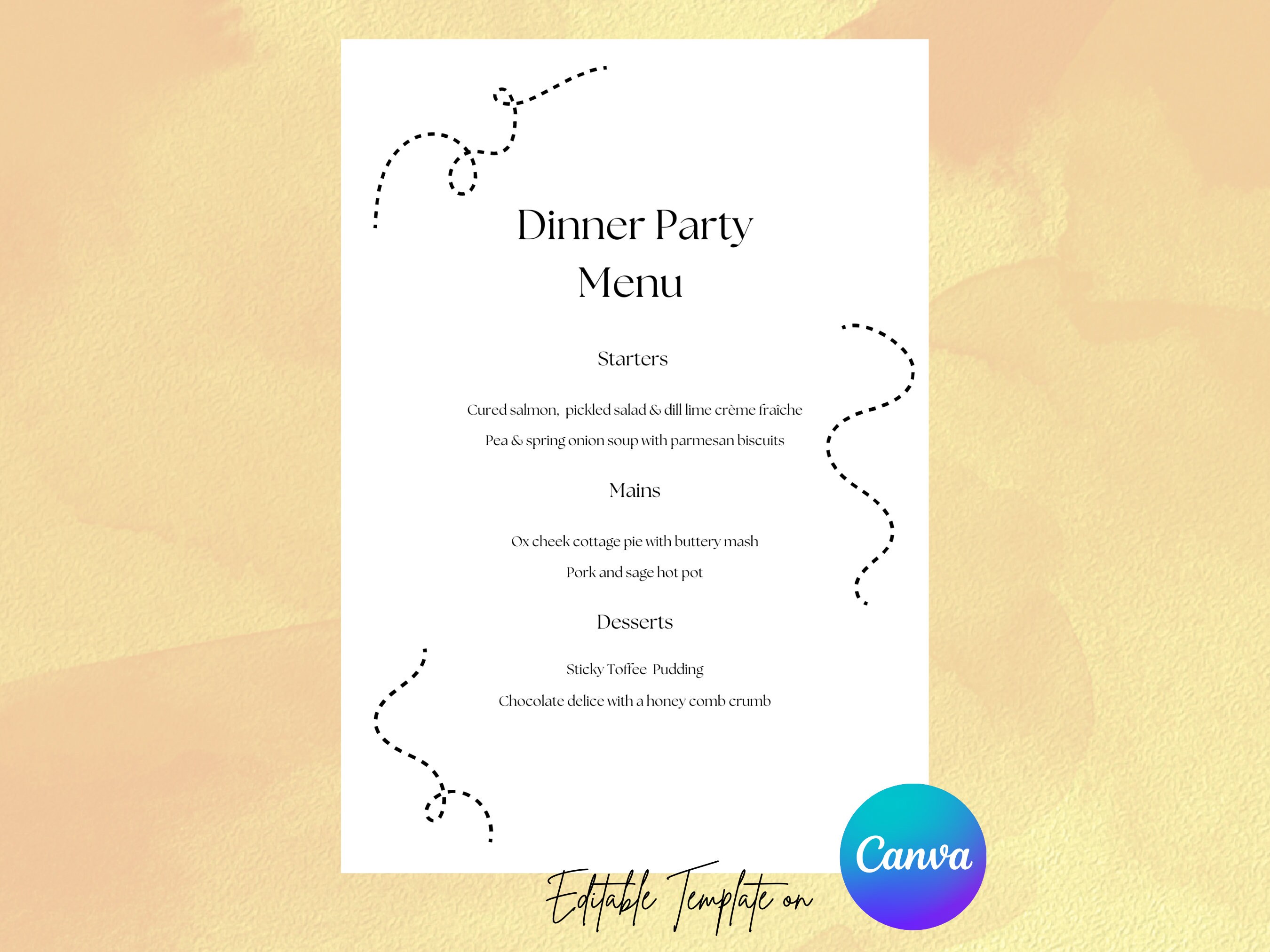 Celebration Food Menu, Menu Template, Editable Menu, Party Menu, Modern ...