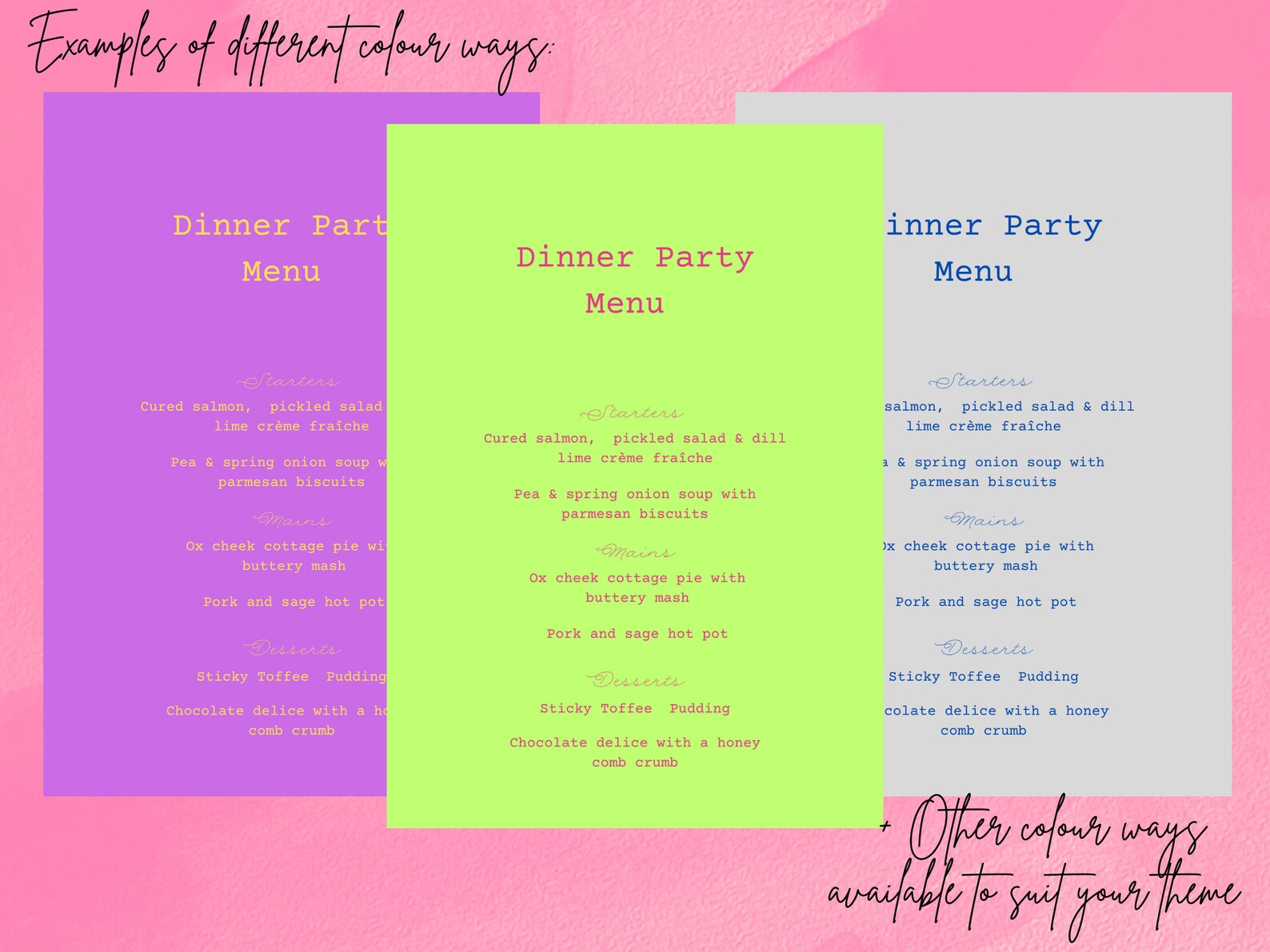 Minimalist Food Menu, Typed Menu, Dinner Party Menu Template, Editable ...