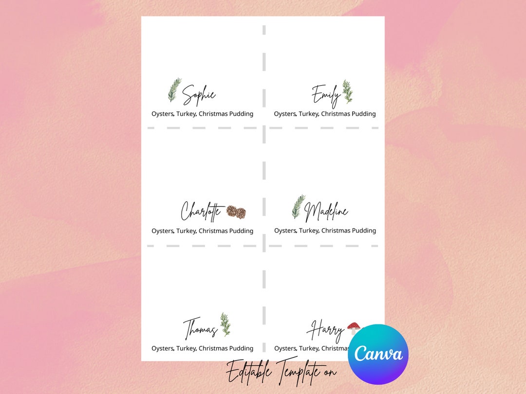 Autumn Winter Woodland Theme Place Cards, Editable Name Cards ...