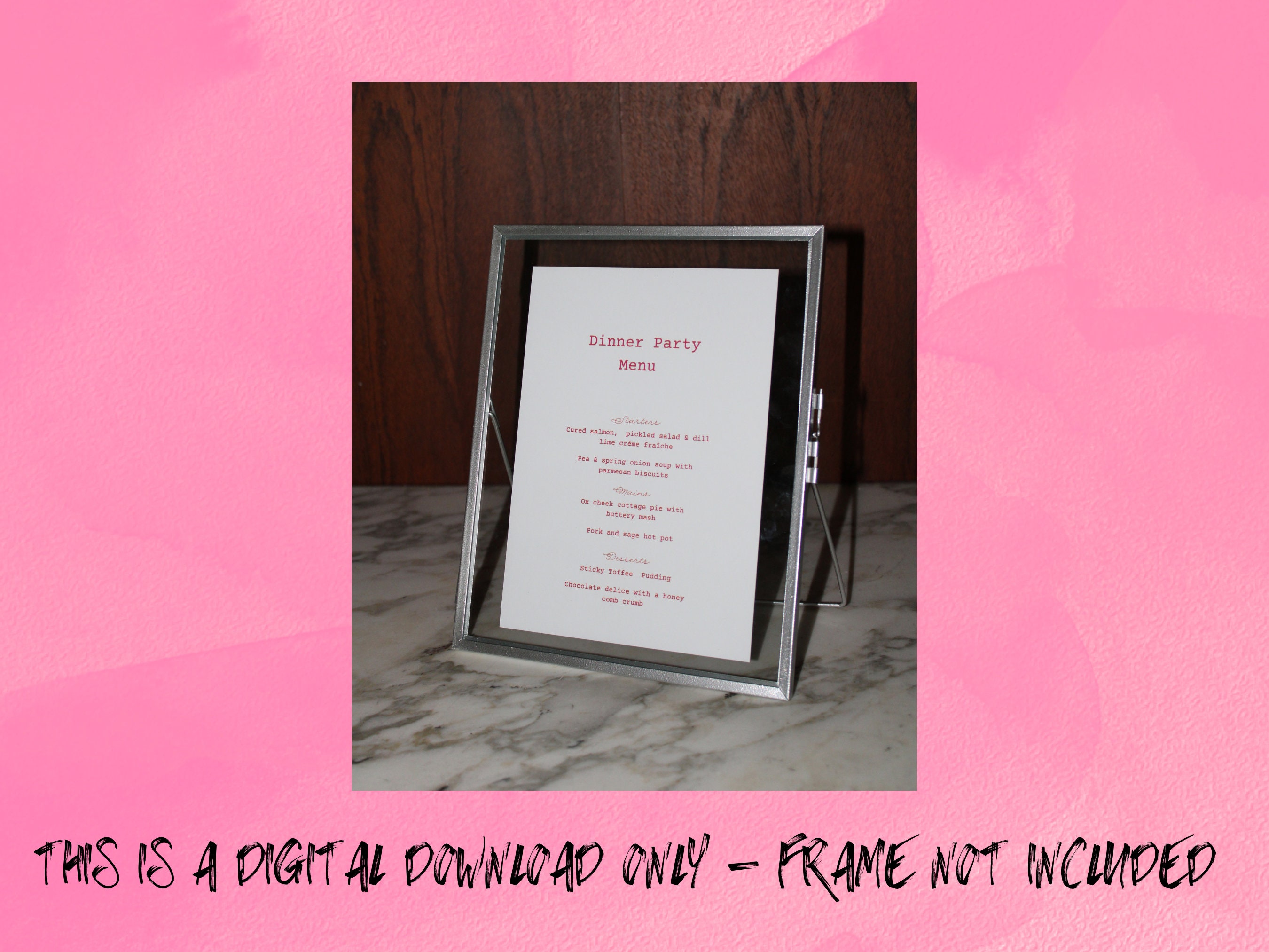 Minimalist Food Menu, Typed Menu, Dinner Party Menu Template, Editable ...