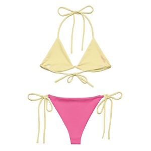 Fuchsia Pink String Bikini Set With Yellow Spaghetti Straps - Etsy