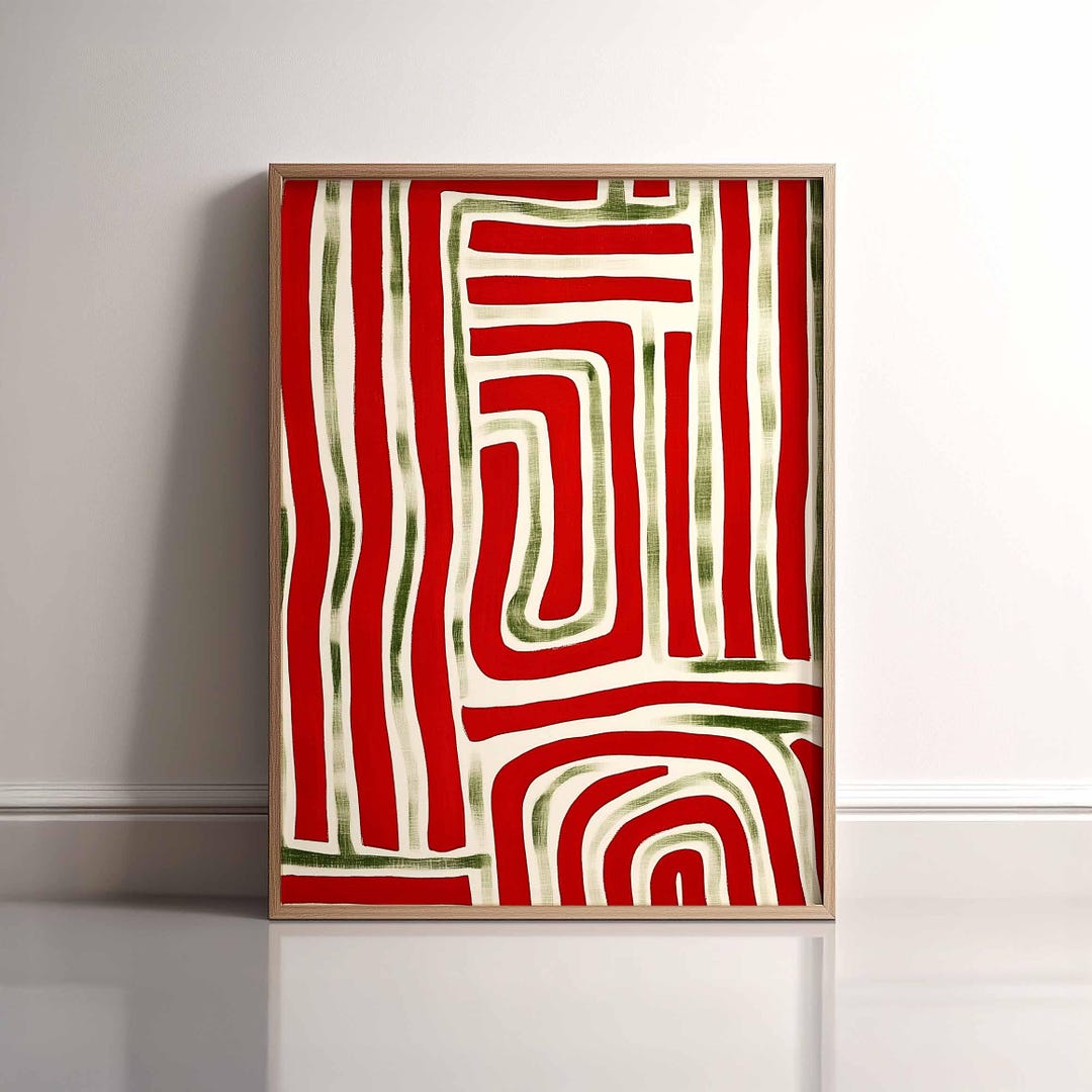 Abstract Print | Red and Green Wall Art | Instant Digital Download ...