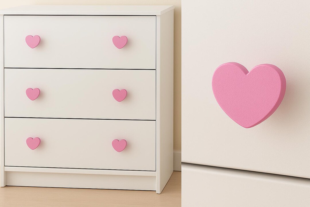 Pink Heart Drawer Knobs (set of 6) – Nursery & Kids Decor - Etsy
