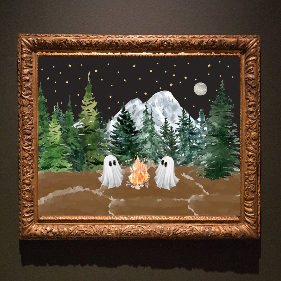Campfire Ghosts Watercolor Painting - Etsy
