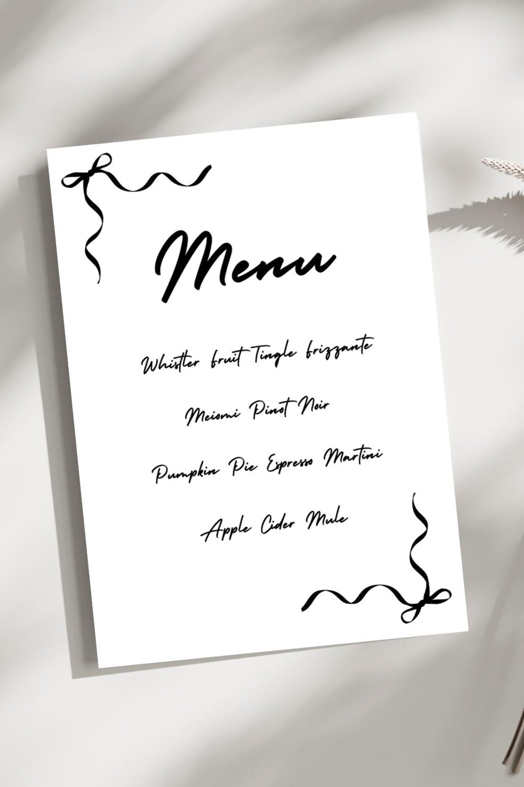 Black Tie Customizable Cocktail Menu Template Link - Etsy