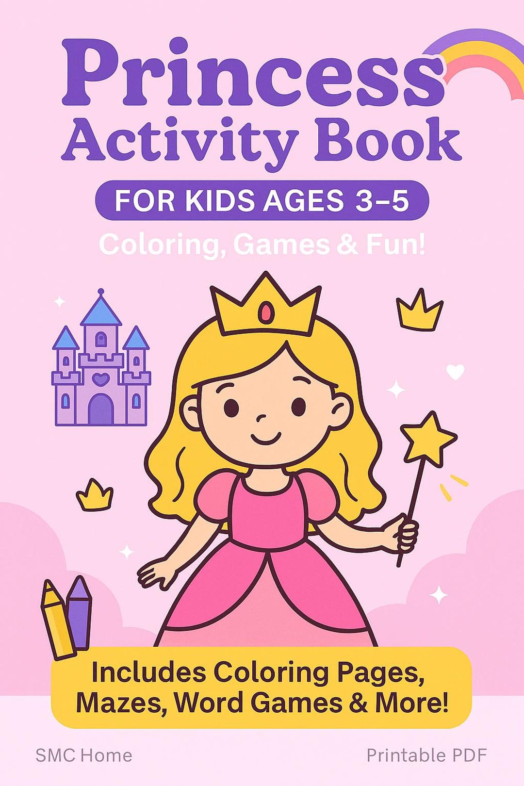 Princess Activity Book | Coloring Pages, Games & Fun for Ages 3-5 ...