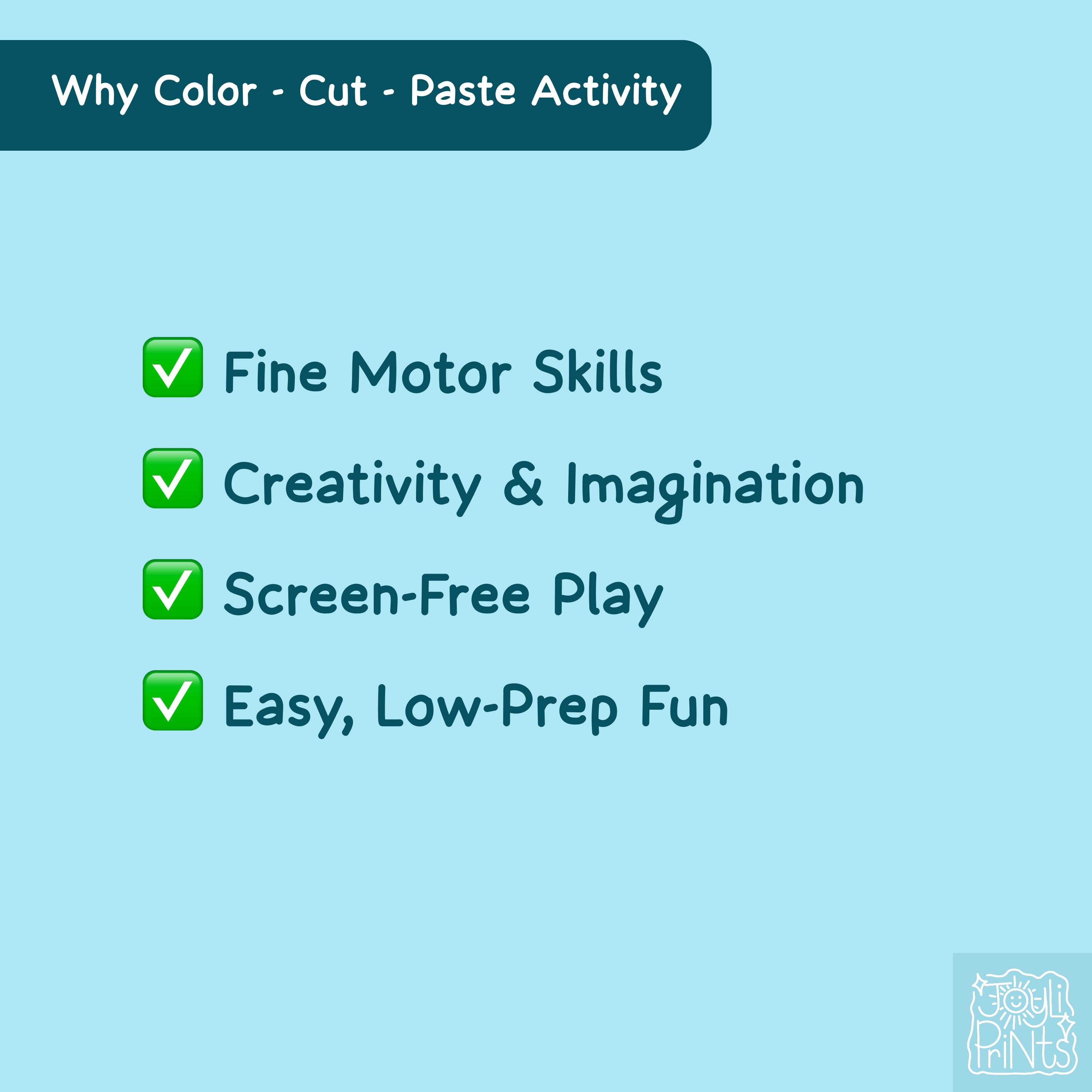 Printable Cupcake Coloring, Cut and Paste Craft Kit | Preschool ...