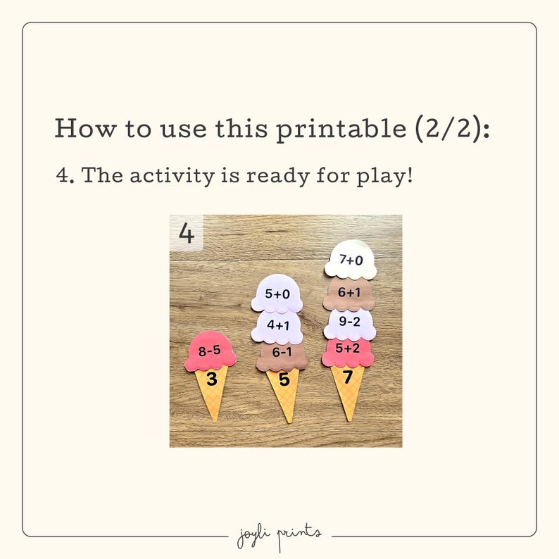 Printable Build Ice Cream Addition and Subtraction Task Box ...