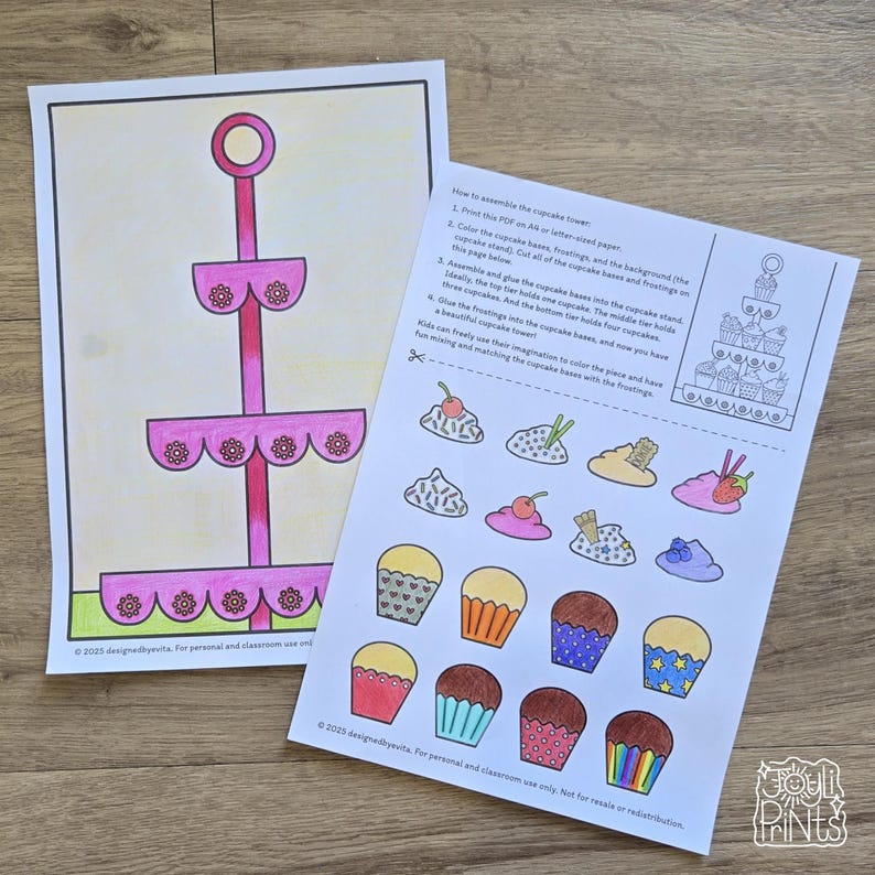 Printable Cupcake Coloring, Cut and Paste Craft Kit | Preschool ...