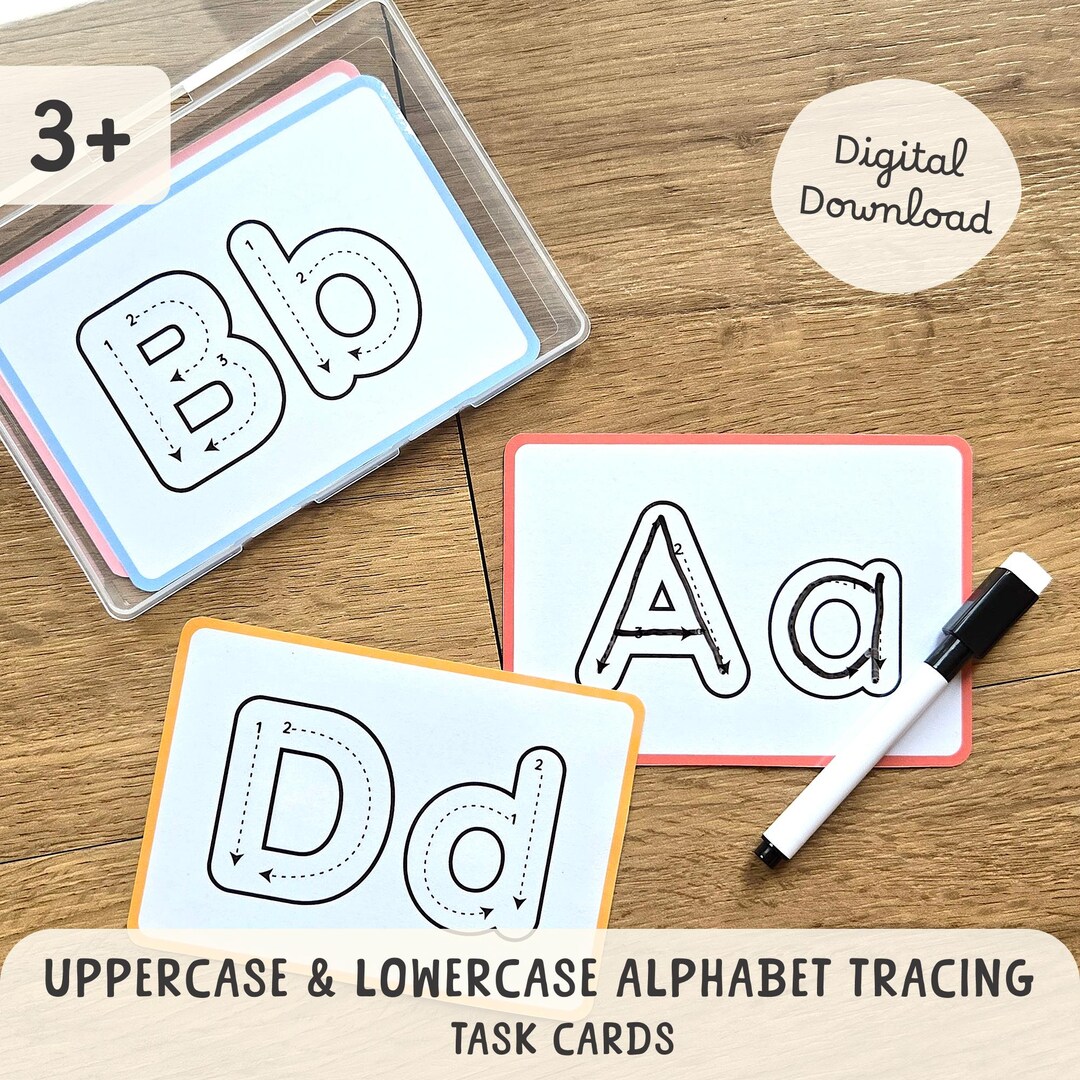 Preschool Uppercase Lowercase Letters Tracing Cards, Alphabet A to Z ...