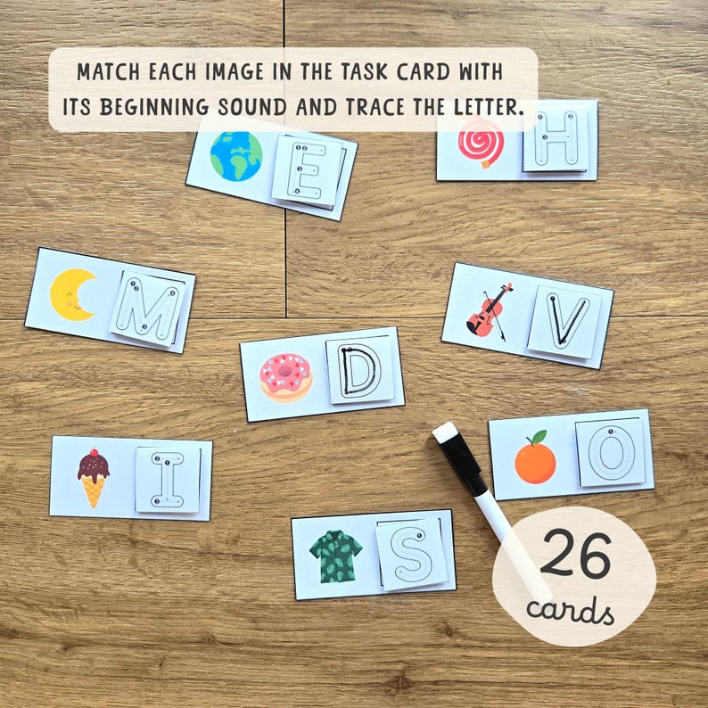 Phonics Task Box: Beginning Sounds, Letter Tracing (digital Download ...