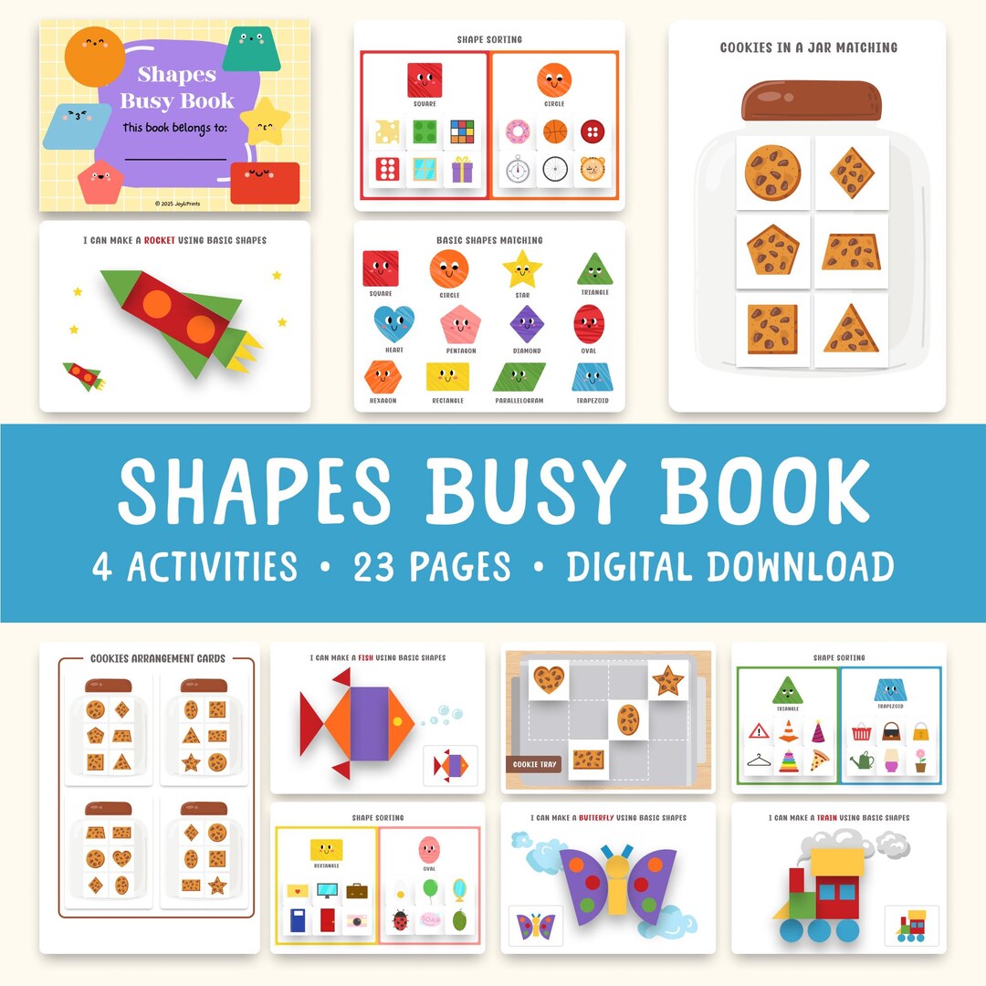 Learning Shapes Toddler Busy Book, Shape Theme Preschool Learning ...