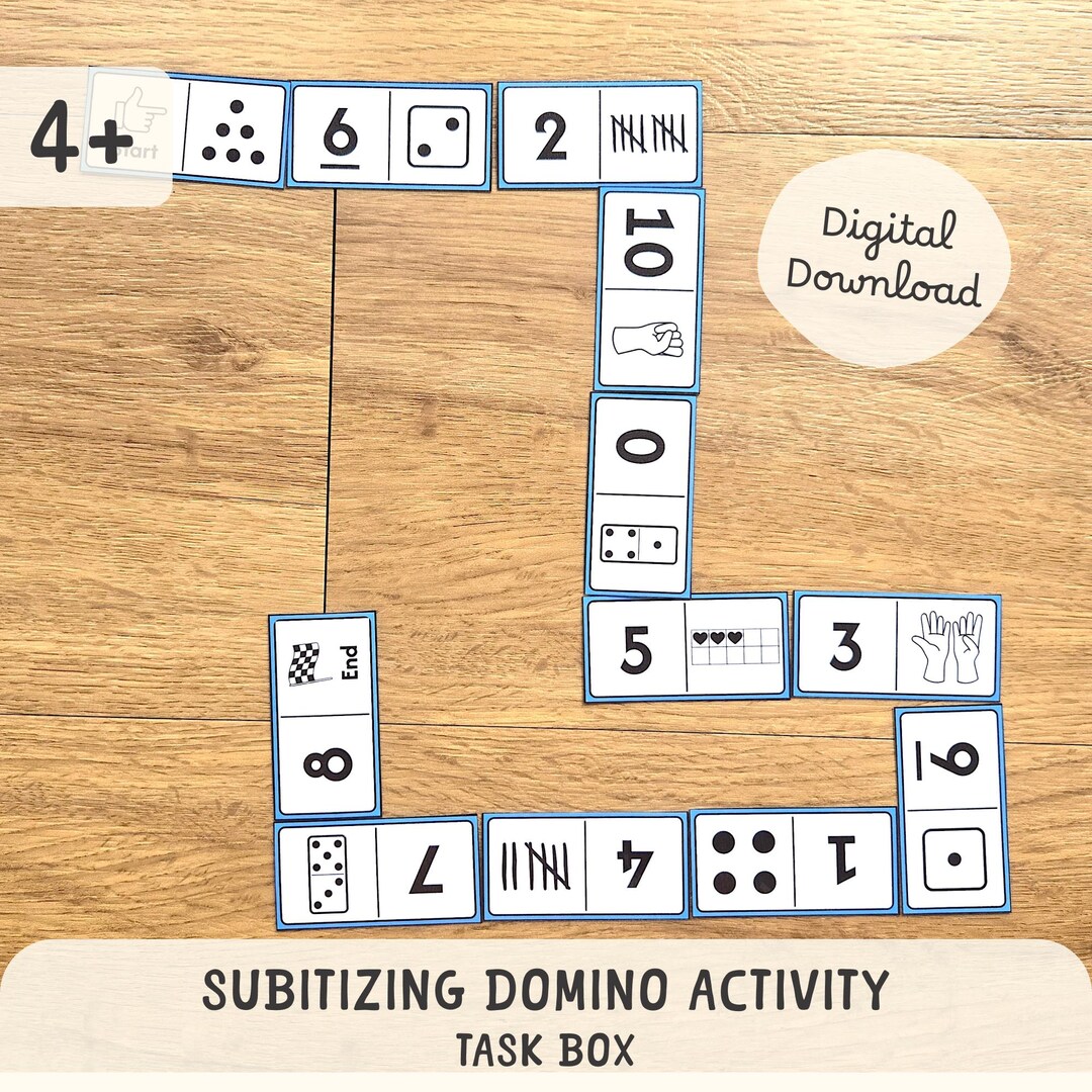 Printable Domino Subitizing Task Box: Kindergarten Math Game (digital ...