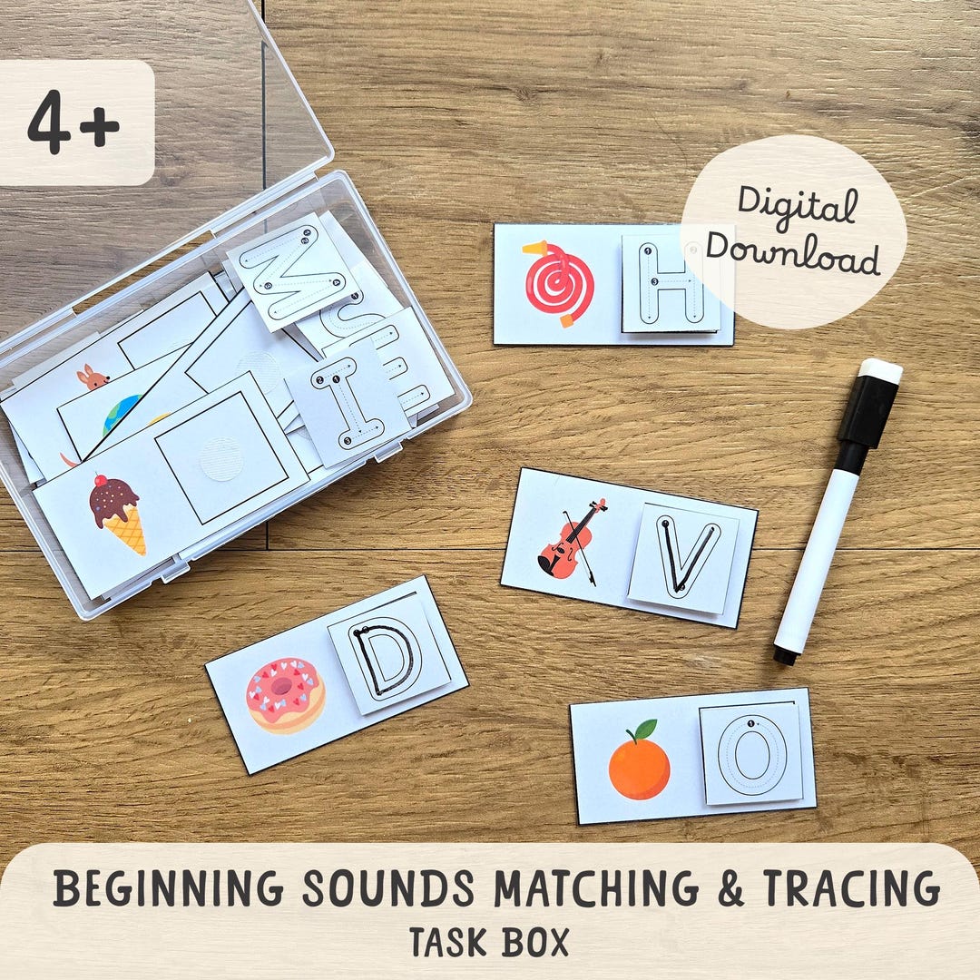 Phonics Task Box: Beginning Sounds, Letter Tracing (digital Download ...
