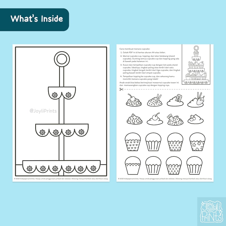 Printable Cupcake Coloring, Cut and Paste Craft Kit | Preschool ...