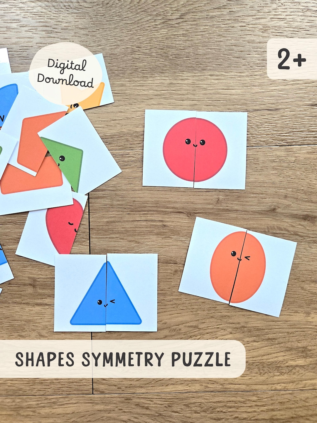 Printable Shapes Symmetry Puzzle Preschool Task Box, Toddler Busy Bag ...